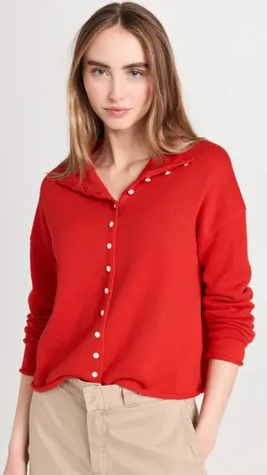 ALEX MILL Taylor Cardigan - Fire Red