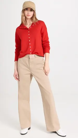ALEX MILL Taylor Cardigan - Fire Red