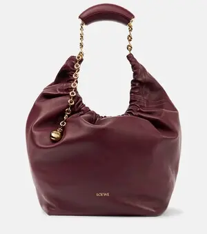 Loewe Squeeze Medium Leather Shoulder Bag Red