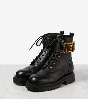 Balmain Romy Leather Lace-up Boots
