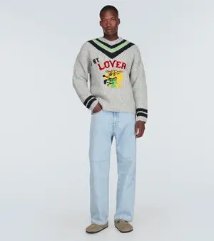 ERL Embroidered Wool-blend Sweater - Multicoloured