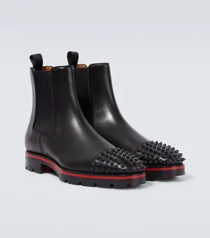 CHRISTIAN LOUBOUTIN Melon Spikes Leather Chelsea Boots
