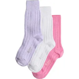 STEMS Stems Assorted 3-Pack Luxe Merino Wool & Cashmere Blend Crew Socks Ivory/ Periwinkle/ Rose