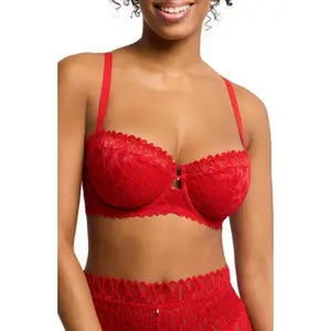 MONTELLE INTIMATES Lacey Keyhole Lace Underwire Bra - Sweet Red