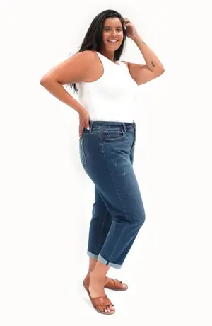SLINK JEANS Mid-rise Cropped Boyfriend Jeans - Kennedi