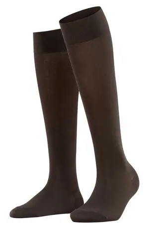 Falke Cotton Touch Knee High Socks - Dark Brown