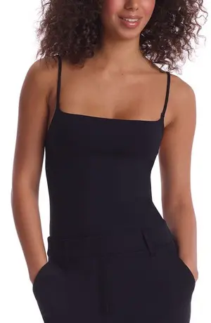 Commando Stretch Neoprene Camisole Thong Bodysuit - Black
