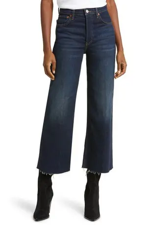 RE/DONE High-rise Wide-leg Cropped Jeans - Barely Worn