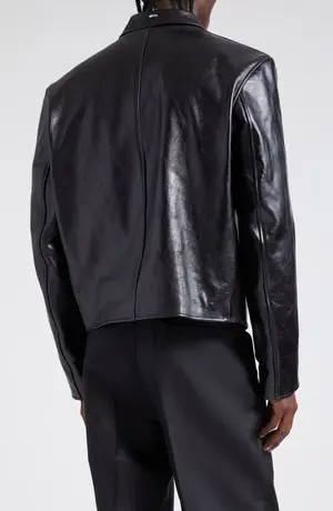 Our Legacy Boxy Mini Leather Jacket - Top Dyed Black Leather