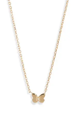 Anzie Mini Butterfly Diamond Pendant Necklace - Gold
