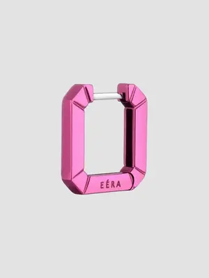 EERA Mini Candy 18k White Gold Geometric Hoop Earring - Fuchsia