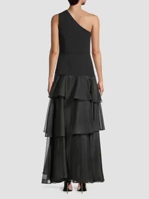 Aidan Mattox One-shoulder Tiered Gown