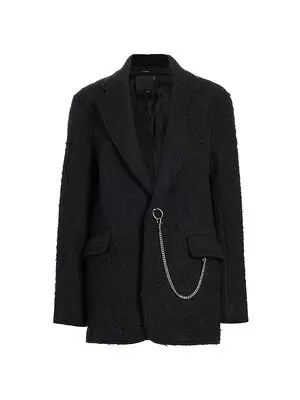 R13 Women's Raw Cut Ragged Virgin Wool Oversized Blazer - Black  Black