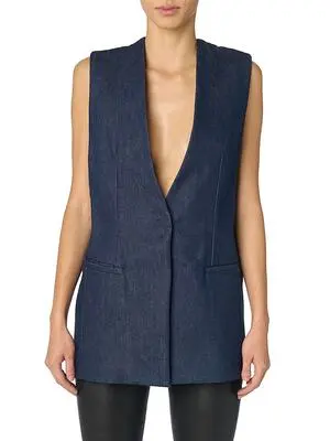 Amiri Women's Plunging Collarless Vest - Indigo  - Indigo