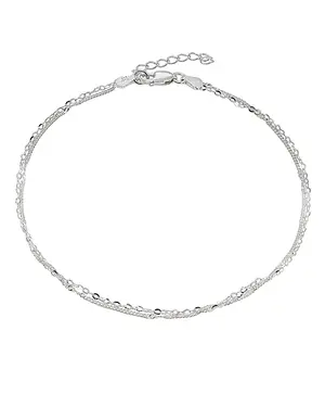 Aqua Double Chain Anklet - Silver