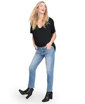 Hatch Collection Perfect Maternity Vee T-shirt - Black