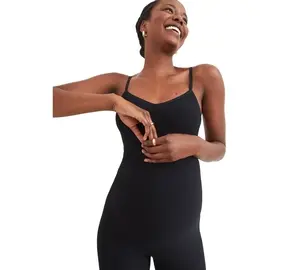 Hatch Collection Body Rib Maternity Unitard - Black