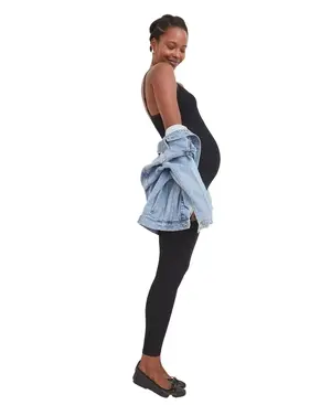 Hatch Collection Body Rib Maternity Unitard - Black