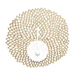 CHILEWICH Dahlia Pressed Vinyl Round Placemat - Brass