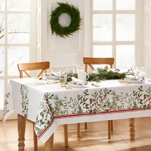 ELRENE HOME FASHIONS Winter Holiday Berry Fabric Tablecloth, 84 X 60 - Multi