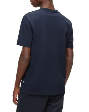 BOSS Tiburt Regular Fit Textured Short Sleeve Tee - Dark Blue