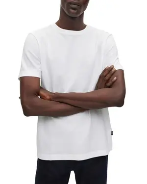 BOSS Tiburt Regular Fit Textured Short Sleeve Tee - White