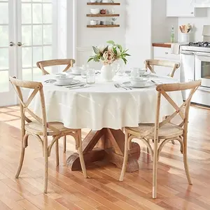 ELRENE HOME FASHIONS Elrene Elegance Plaid Jacquard Round Tablecloth, 90 X 90 Beige