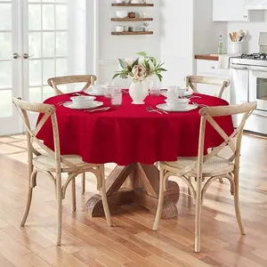 ELRENE HOME FASHIONS Elegance Plaid Jacquard Round Tablecloth, 90 X 90 - Red