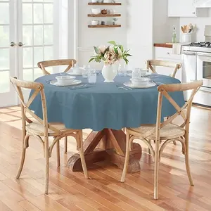 ELRENE HOME FASHIONS Elegance Plaid Jacquard Round Tablecloth, 90 X 90 - Blu Shadow