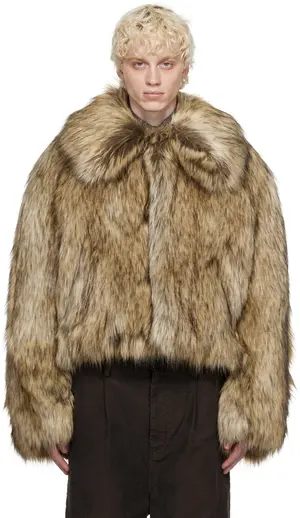 EGONLAB EGONlab Beige Oversized Faux-Fur Jacket - Faux Fox