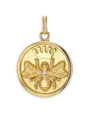 ZOE LEV Diamond Queen Bee Medallion Pendant - Gold