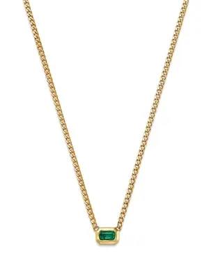 Zoe Chicco 14k Yellow Gold Emerald Pendant Necklace - Green/gold