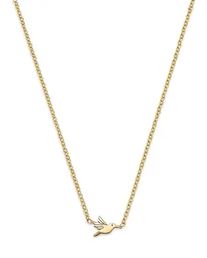 Zoe Chicco 14k Yellow Hummingbird Pendant Necklace - Gold