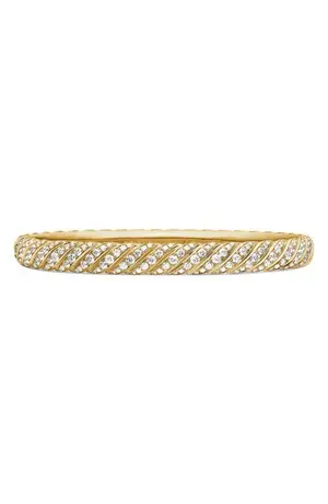 David Yurman Sculpted Cable Bangle With Diamonds In 18k Gold - 18k Yellow Gold/diamond