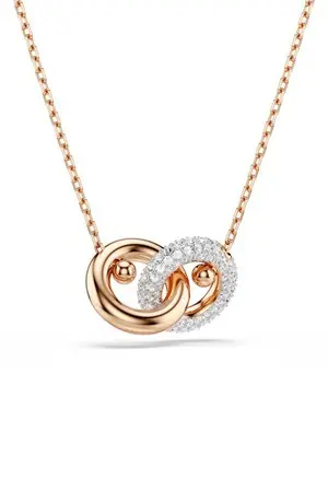 SWAROVSKI Dextera Interlink Pendant Necklace - Rose Gold/white