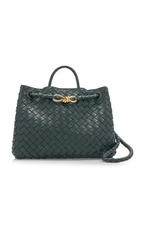Bottega Veneta Medium Andiamo Intrecciato Leather Tote Grey