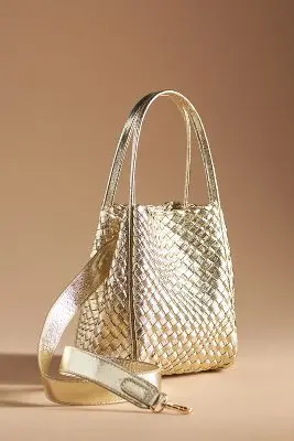 Anthropologie By Anthropologie Hollace Woven Mini Tote Gold