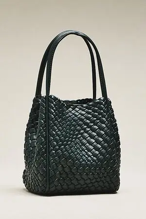 Anthropologie Hollace Woven Mini Tote - Green Pattern