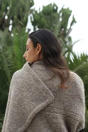 TERRAIN Heathered Alpaca Shawl Beige