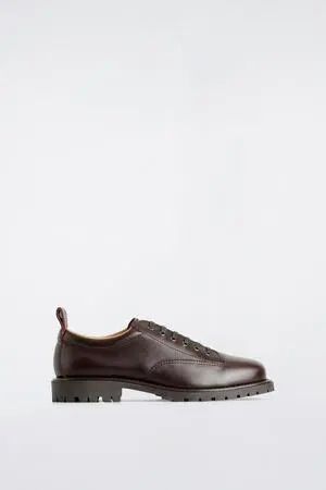 Cos Chunky Leather Derby Shoes - Brown