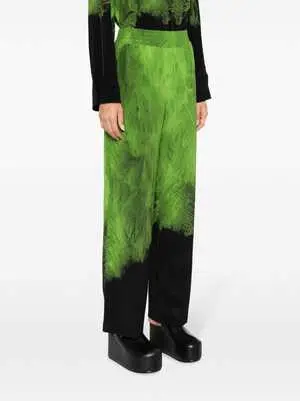 Victoria Beckham Feather-print Silk Trousers