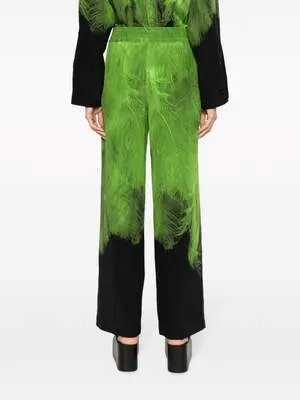 Victoria Beckham Feather-print Silk Trousers