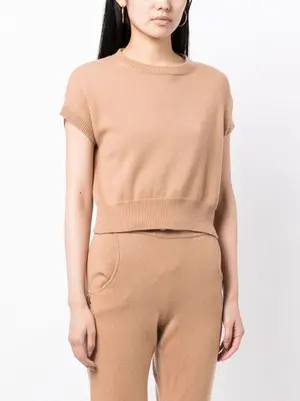 TEDDY CASHMERE Genova Sleeveless Cropped Jumper - Brown