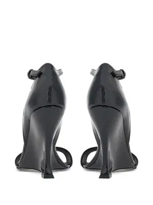 FERRAGAMO 100mm Patent Leather Sandals - Black