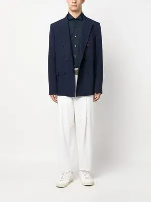 FAY Spread-collar Button-up Shirt - Blue
