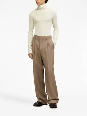 AMI Paris Ribbed Roll-neck Top - Neutrals