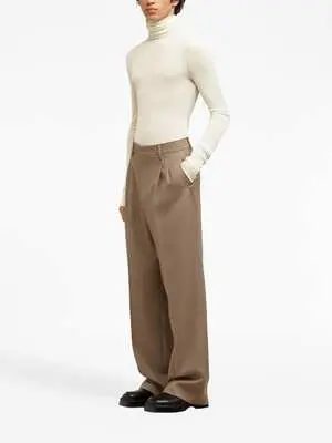 AMI Paris Ribbed Roll-neck Top - Neutrals