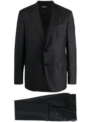 Zegna Plaid-check Single-breasted Suit - Blue