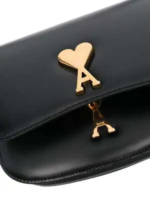 Ami Paris Leather Shoulder Bag - Black