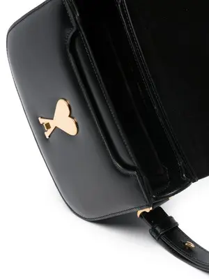 Ami Paris Leather Shoulder Bag - Black